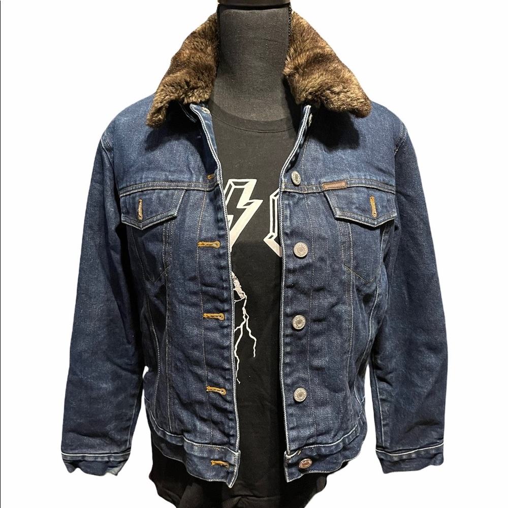 Y2k Denim Jacket With Faux Fur Collar - Gem